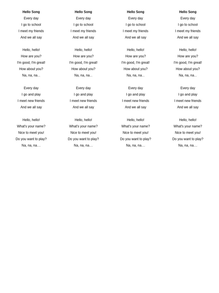 Hello Song | PDF