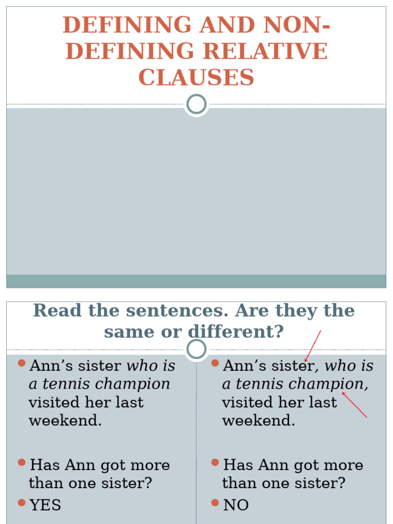 Defining and Non Defining Relative Clauses Grammar Guides 21589 | PDF