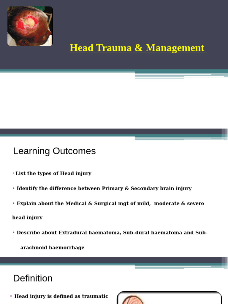 Head Trauma: Types and Management Guide | PDF | Traumatic Brain Injury ...