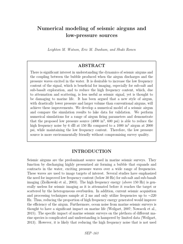 Numerical modeling of seismic airguns and | PDF | Heat | Reflection Seismology