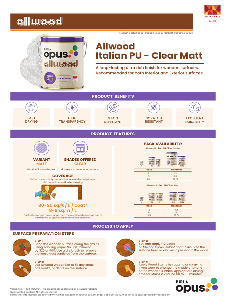 Allwood Italian Pu Clear Matt Information Sheet | PDF | Paint | Humidity