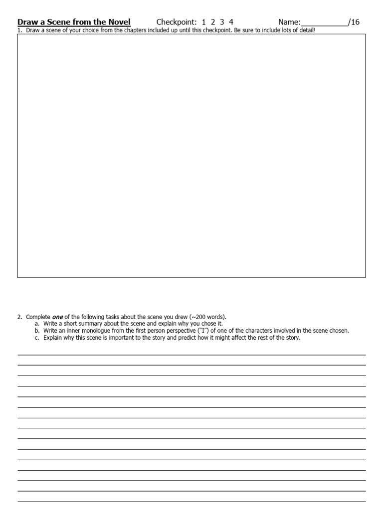 Draw and Analyze Novel Scenes | PDF | Creativity | Grammar