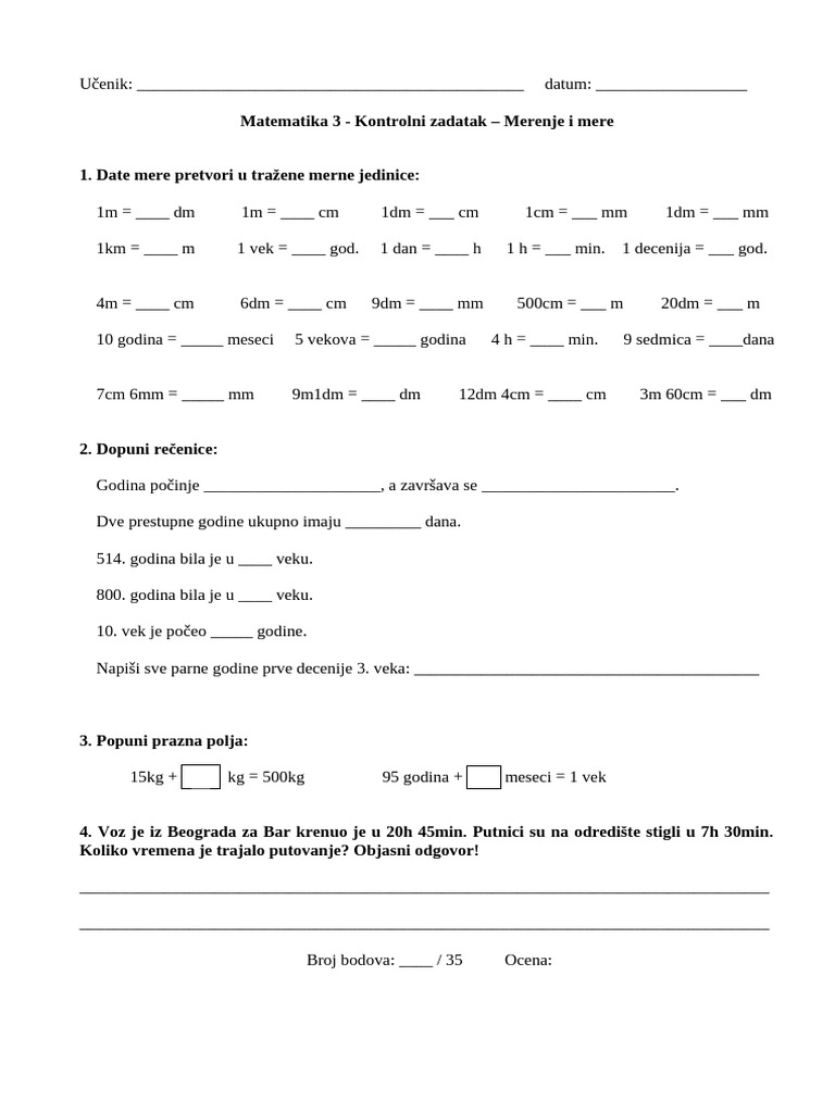 06.matematika 3 KZ Merenje I Mere r2019 | PDF