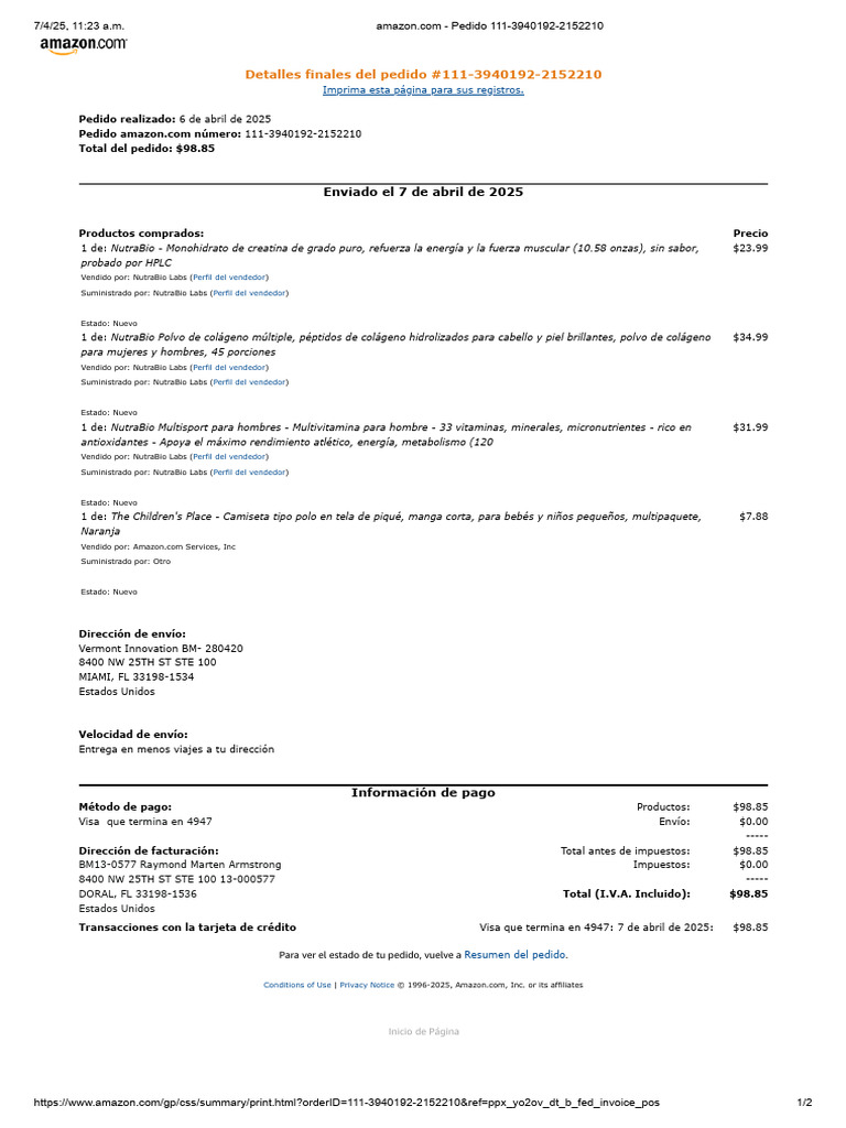 amazon.com - Pedido 111-3940192-2152210 | PDF