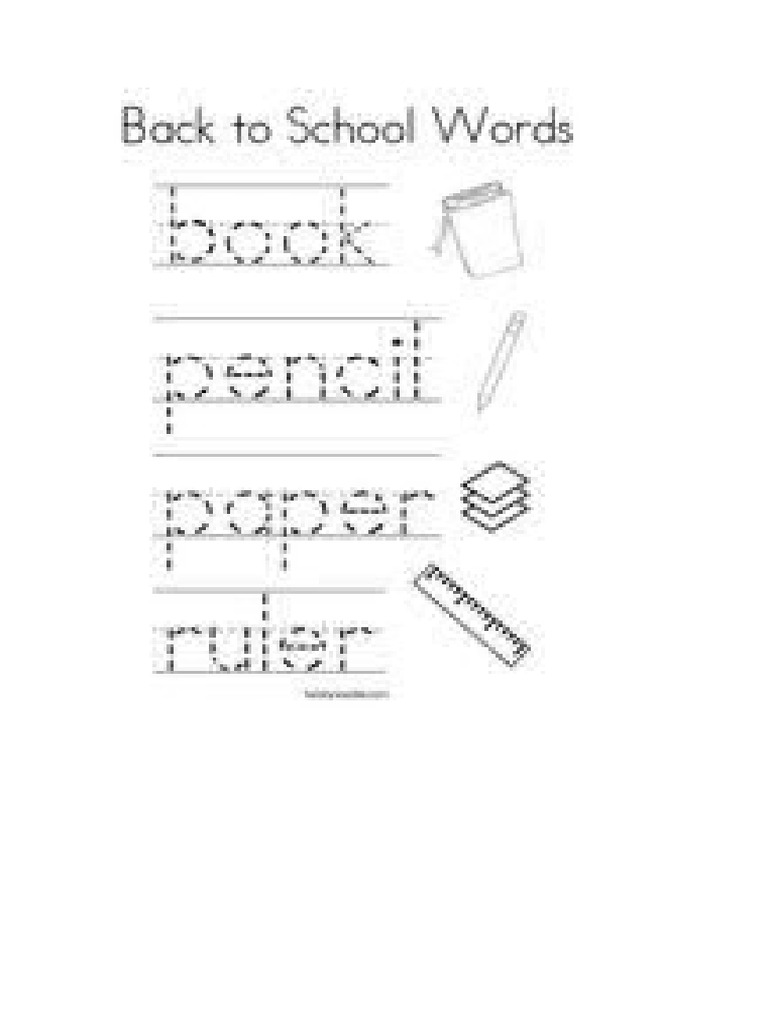 School Objects Trace The Word 2 | PDF