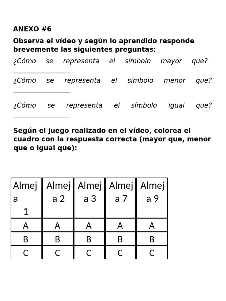 Símbolos Matemáticos: Mayor, Menor, Igual | PDF