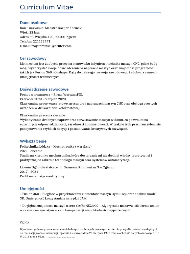 CV Jan Kowalski Ikony | PDF