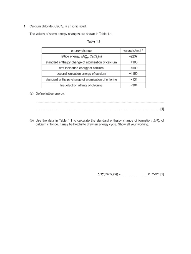 Assignment - Born Haber Cycles | PDF