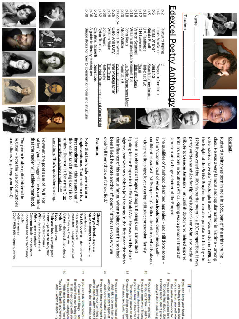 Edexcel IGCSE Poetry Anthology | PDF