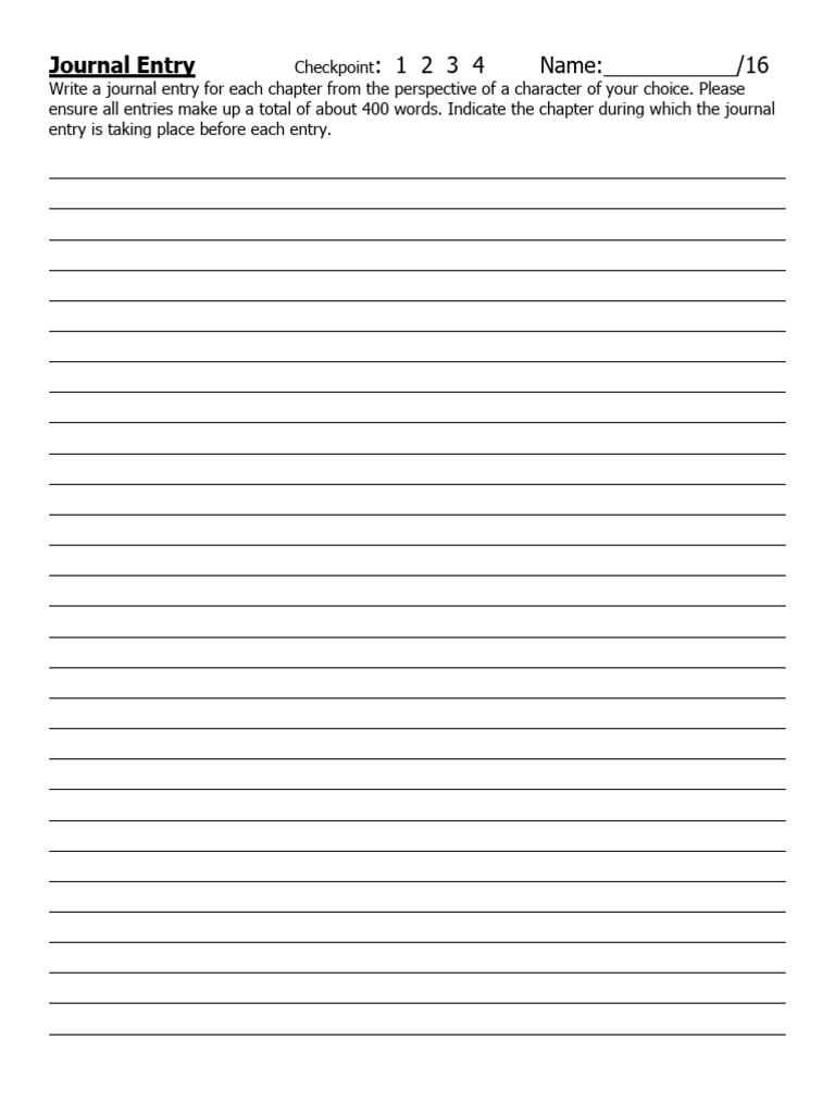 Character Journal Entry Assignment | PDF