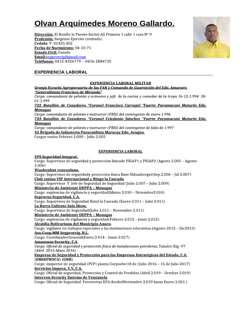 Currículum Olvan | PDF | Venezuela | Ciencia militar