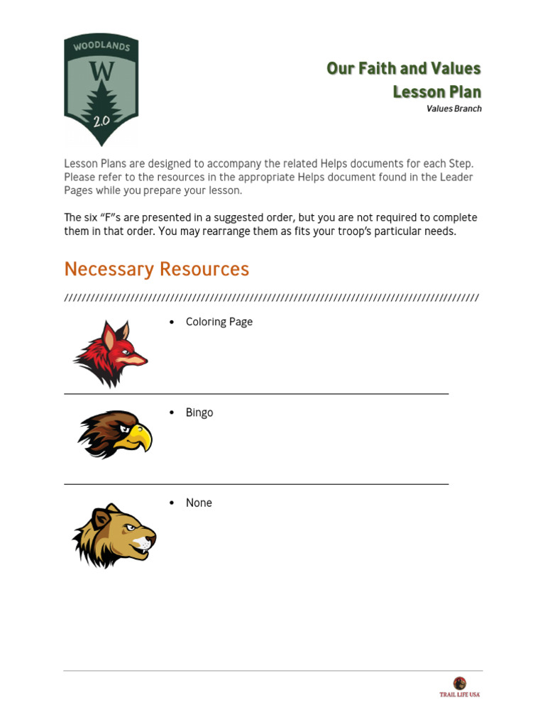 Values Step 02 Our Faith and Values Lesson Plan | PDF