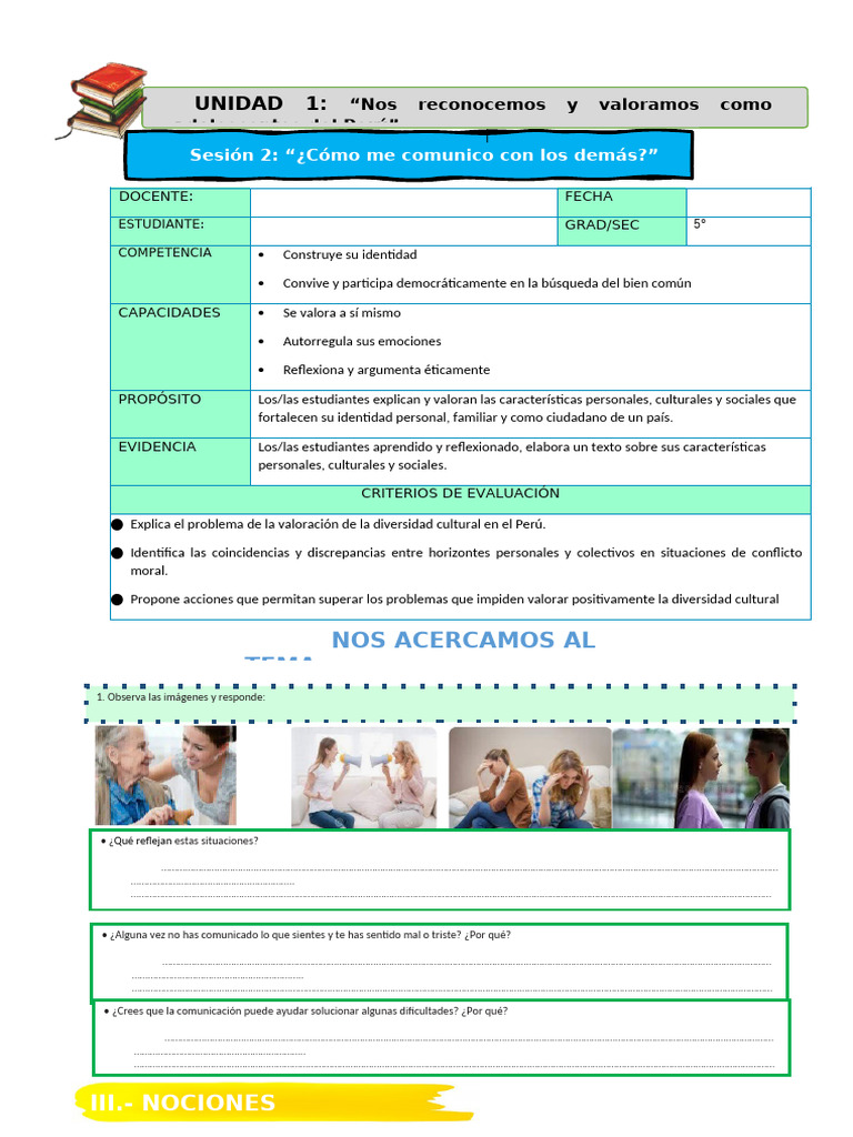 02. Ficha de actividad S2 (U1) (5° grado) - DPCC | PDF | Comunicación | Las emociones