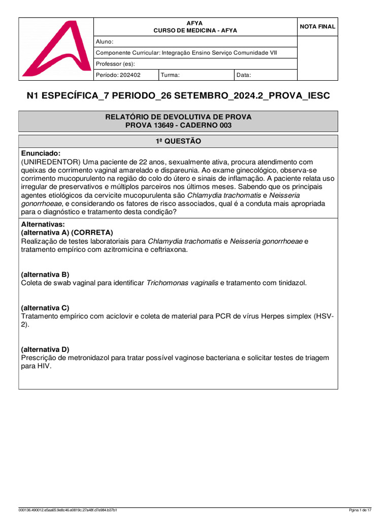 N1 Específica Iesc 7 2024 2 25 Setembro Devolutiva Caderno 3 | PDF ...