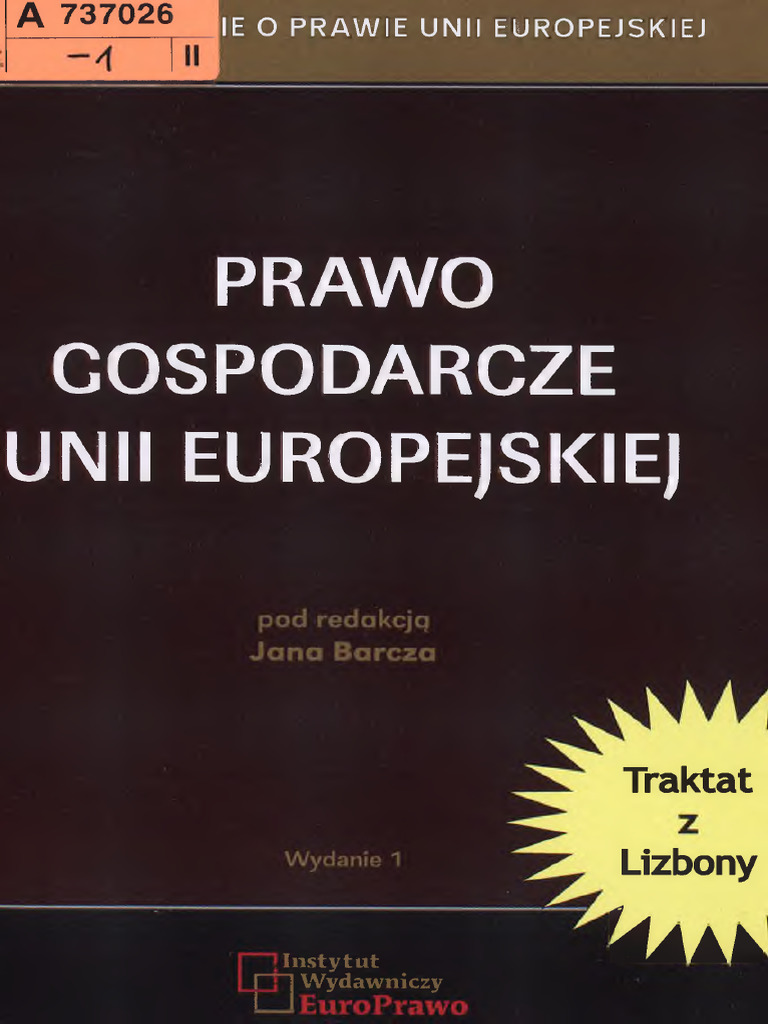 Jan Barcz - Prawo Gospodarcze Unii Europejskiej | PDF
