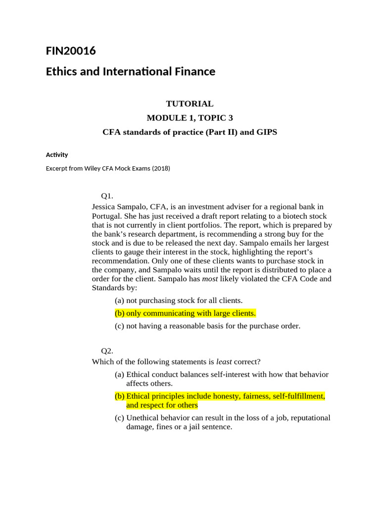 FIN20016 Mod1 Topic3 Tutorial v1 | PDF | Initial Public Offering | Stocks