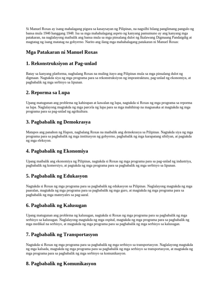 Si Manuel Acuña Roxas | PDF