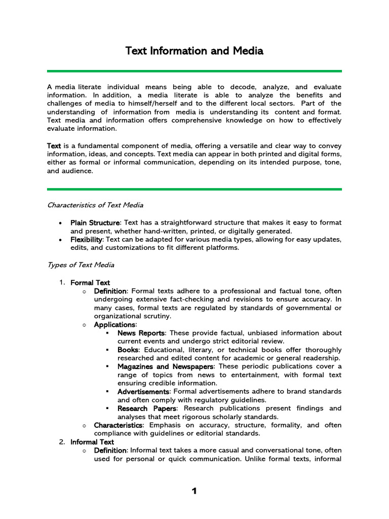 2q Mod5 Text Information and Media | PDF | Composition (Visual Arts ...