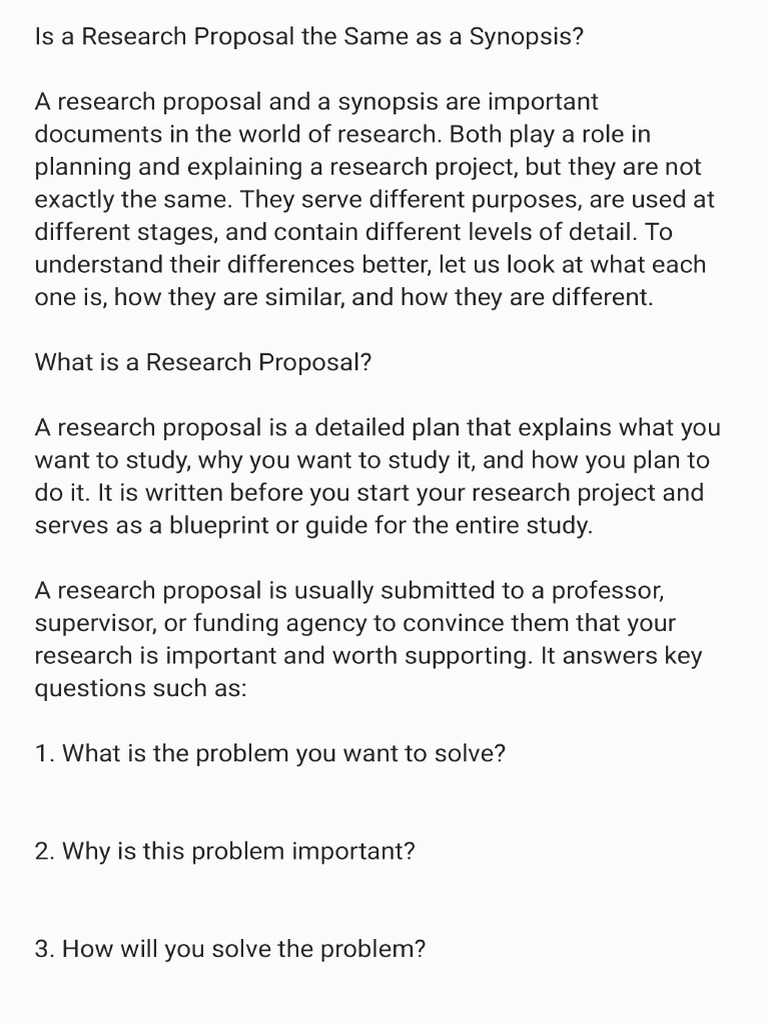 Research Proposal Vs Synopsis - 241213 - 134045 | PDF