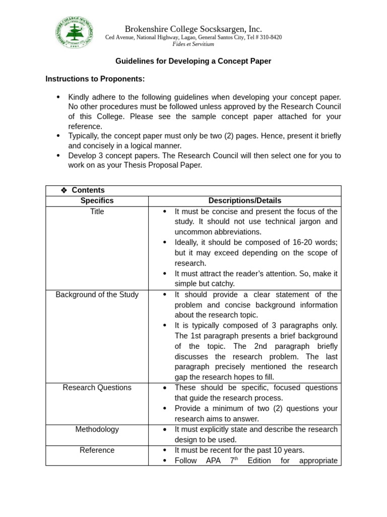 Guidelines in Developing A Concept Paper | PDF | Nursing | Health Care
