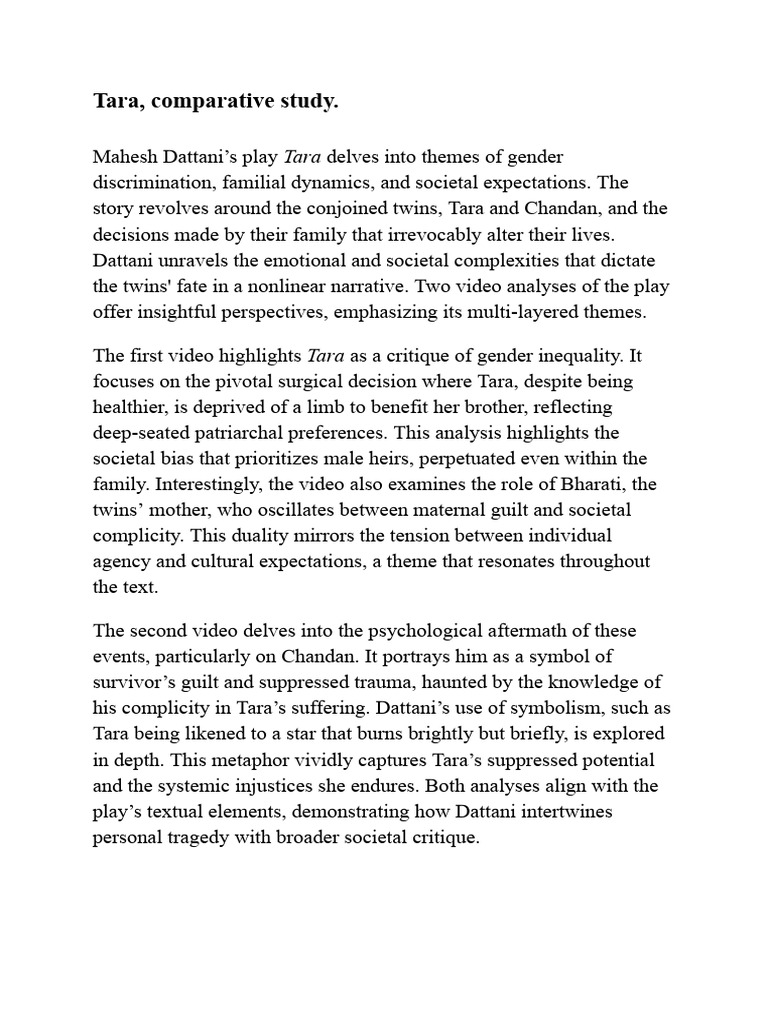 Tara Comparative Study | PDF