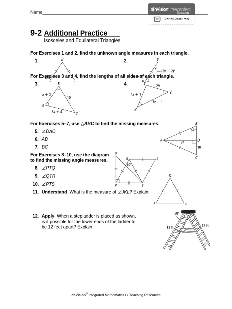Additional Practice: Isosceles and Equilateral Triangles | PDF