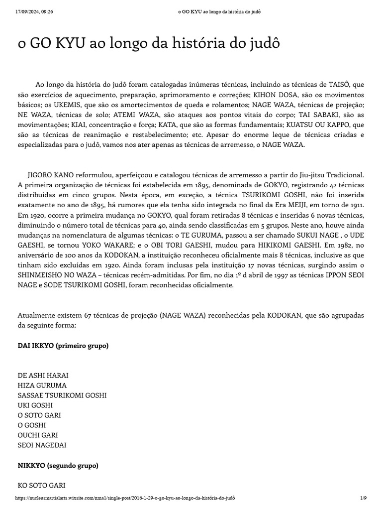 O GO KYU Ao Longo Da História Do Judô | PDF | Judô | Gendai Budô