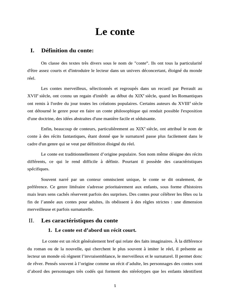 Définition et caractéristiques du conte | PDF | Contes de fées | Romans
