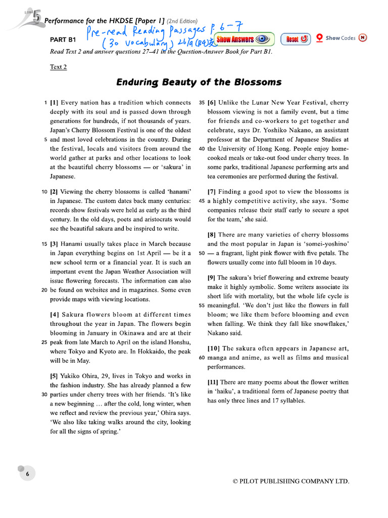 S5 Reading Test Paper 1 RP | PDF