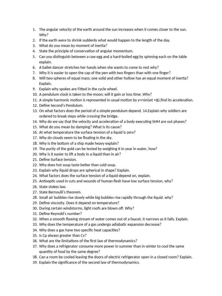 Physics Short Questions | PDF | Diffraction | Waves