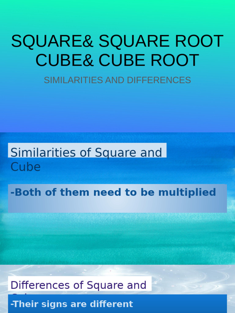 Square& Square Root Cube& Cube Root | PDF