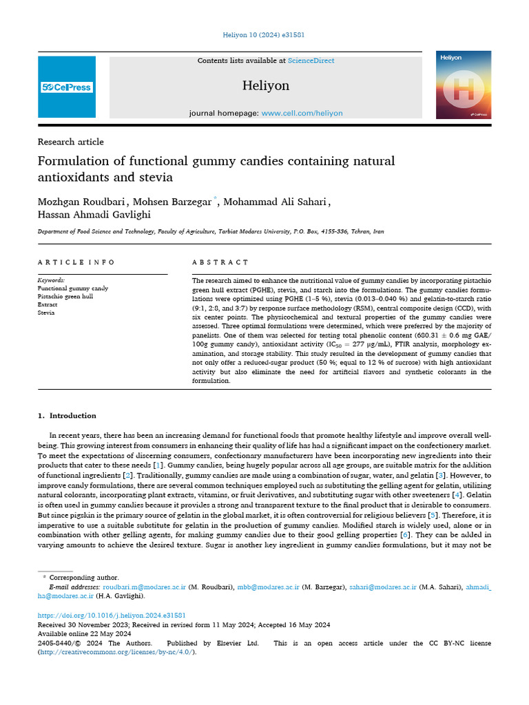 Formulation of Functional Gummy Candies Containing Natural | PDF ...