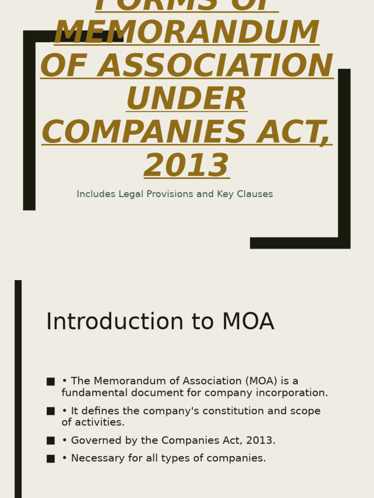 Forms of MOA Companies Act 2013 | PDF