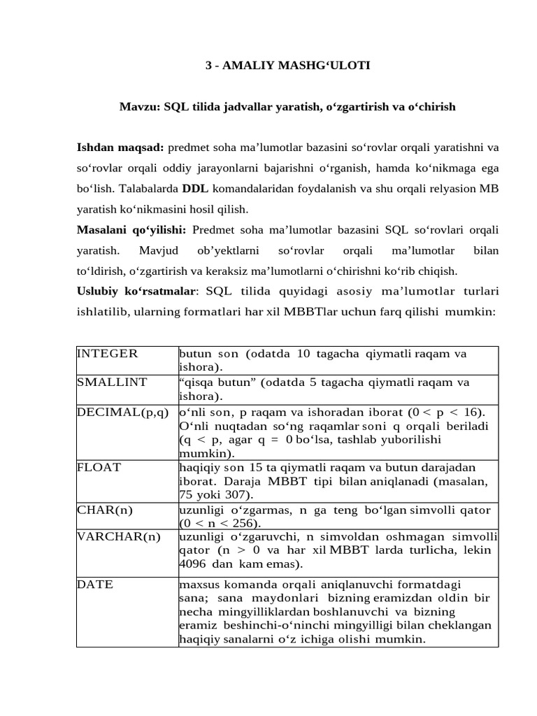 Amaliy Mashg'ulot 3 | PDF