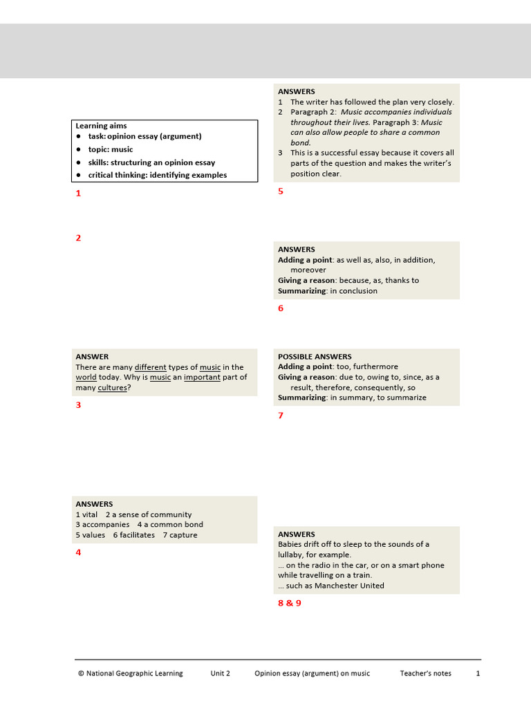 Life EAP Int Writing Unit 2 Notes | PDF | Essays | Cognition