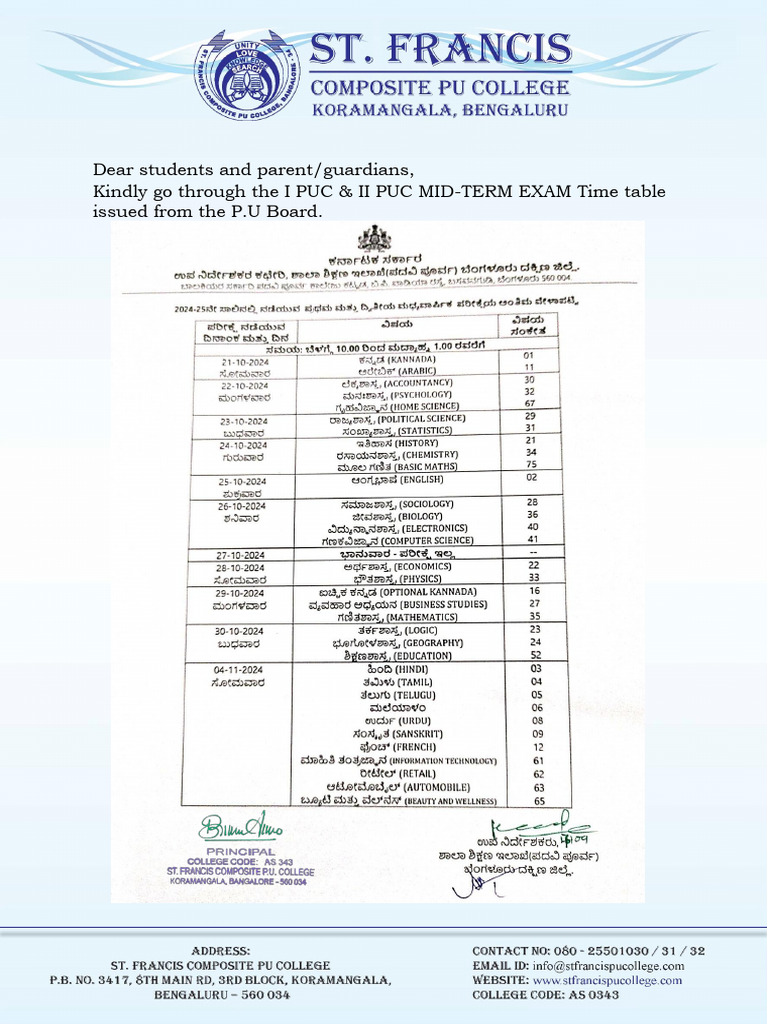 Midterm Exam Timetable 2024 (1) | PDF