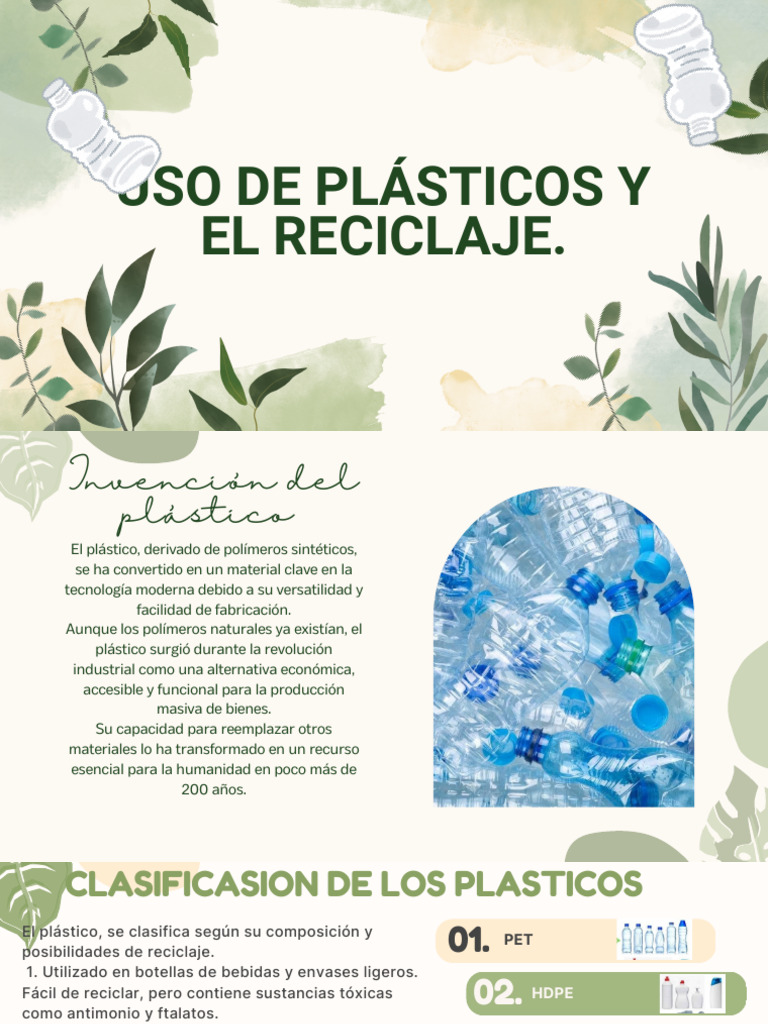 Uso y reciclaje de plásticos: impacto y soluciones | PDF | El plastico ...