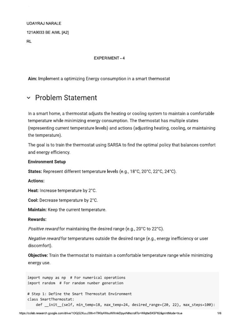 121a9033 Experiment-4 RL | PDF