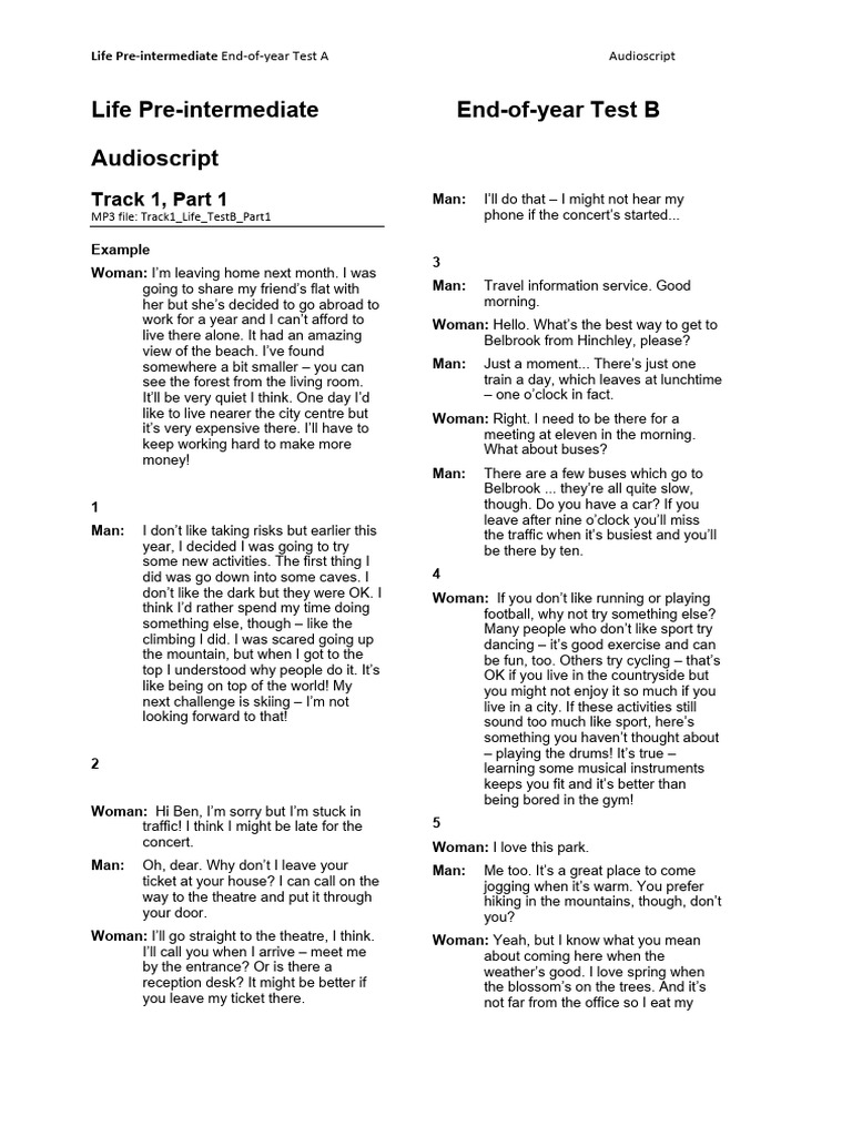 Life Pre-Intermediate Year-End Test | PDF | Advertising