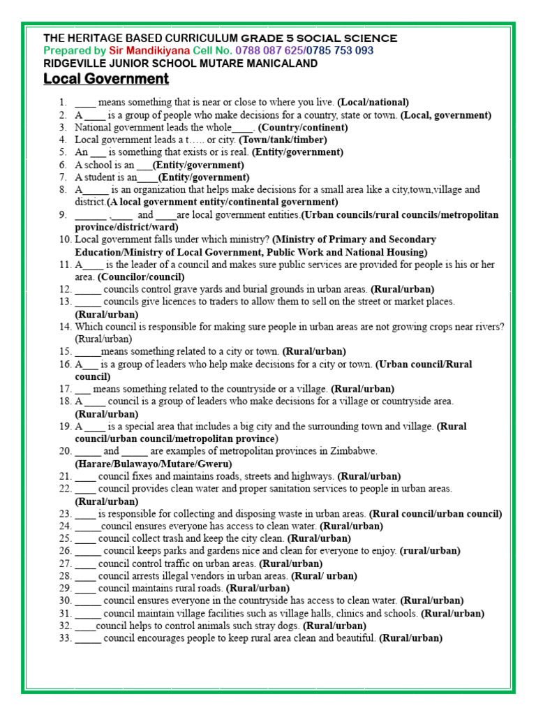 Grade 5 Local government | PDF | Rural Area