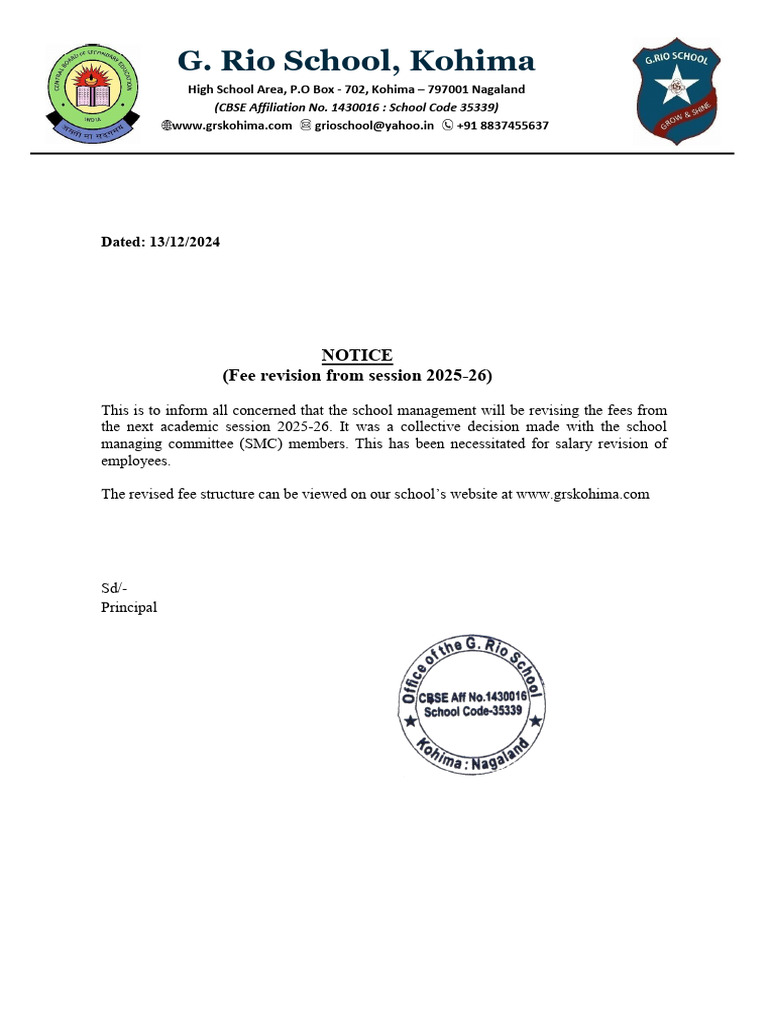 Notice-Fee Revision | PDF