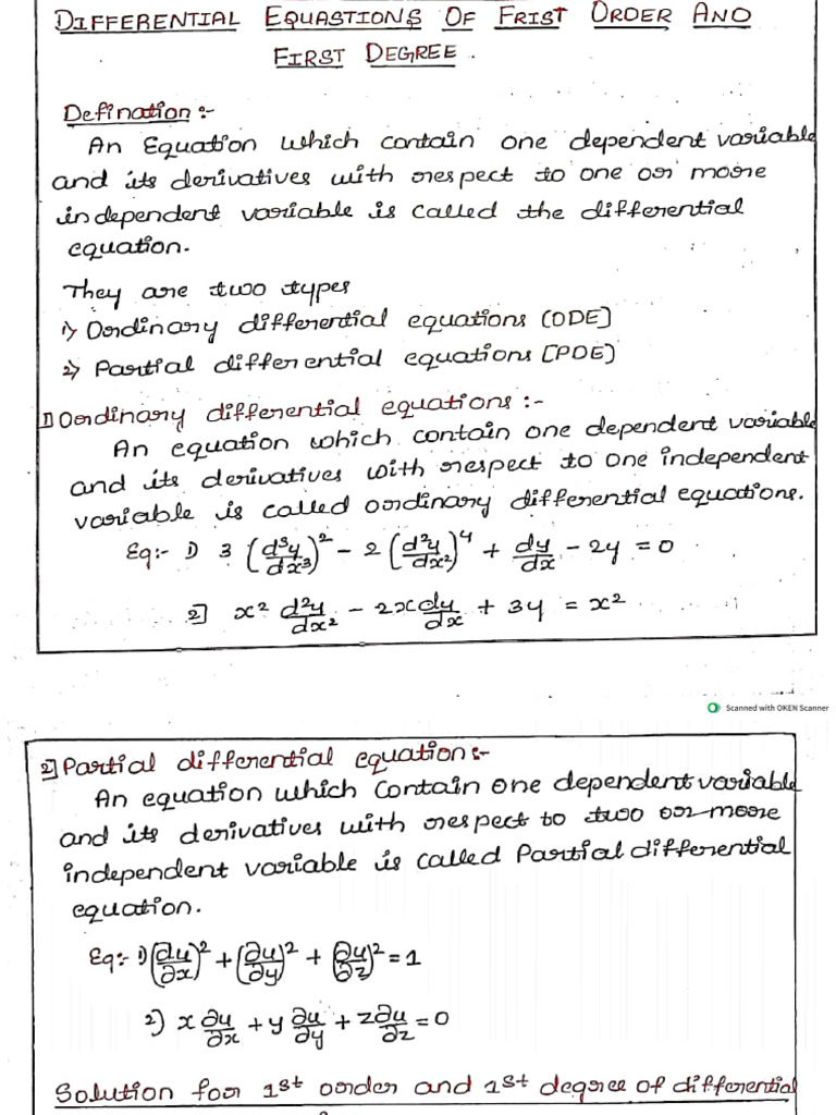 Differential Equation Notes | PDF