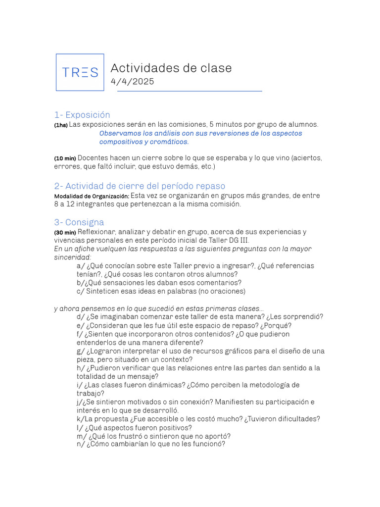 Actividades de Clase Dia 3 4-4-25 | PDF