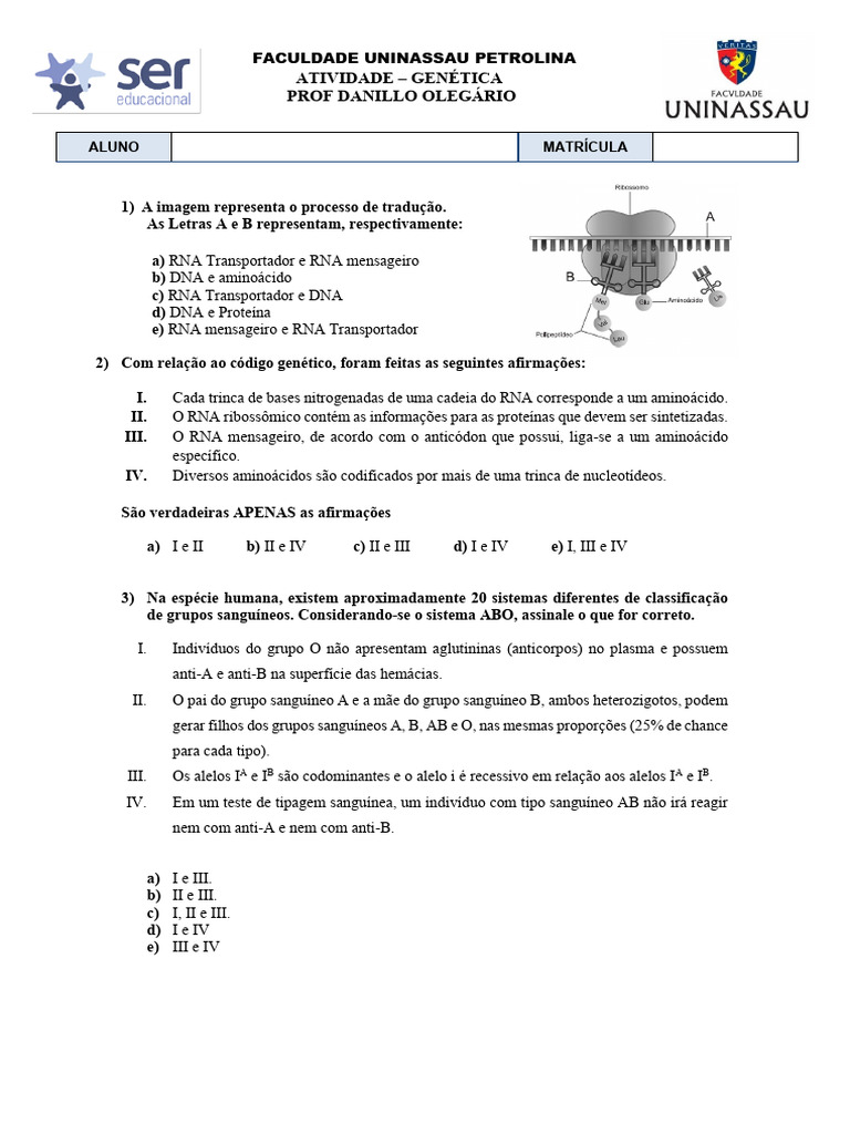 Atividade2 - Genética Humana | PDF | Meiose | Cromossomo