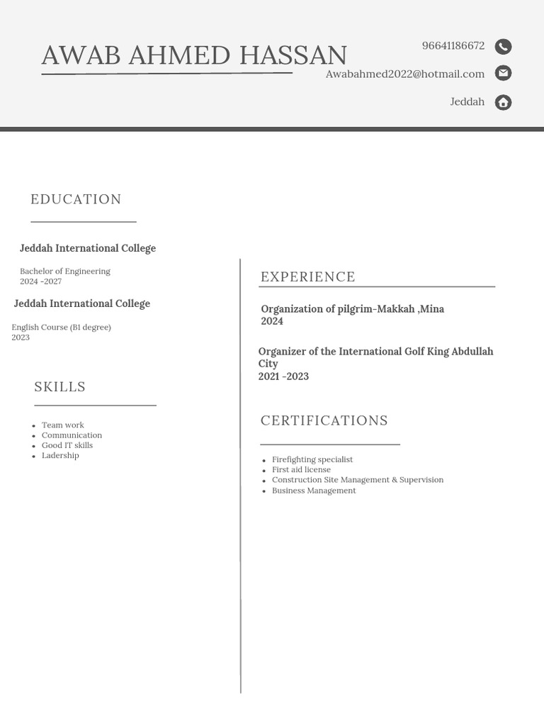 Gray and White Simple Clean Resume | PDF