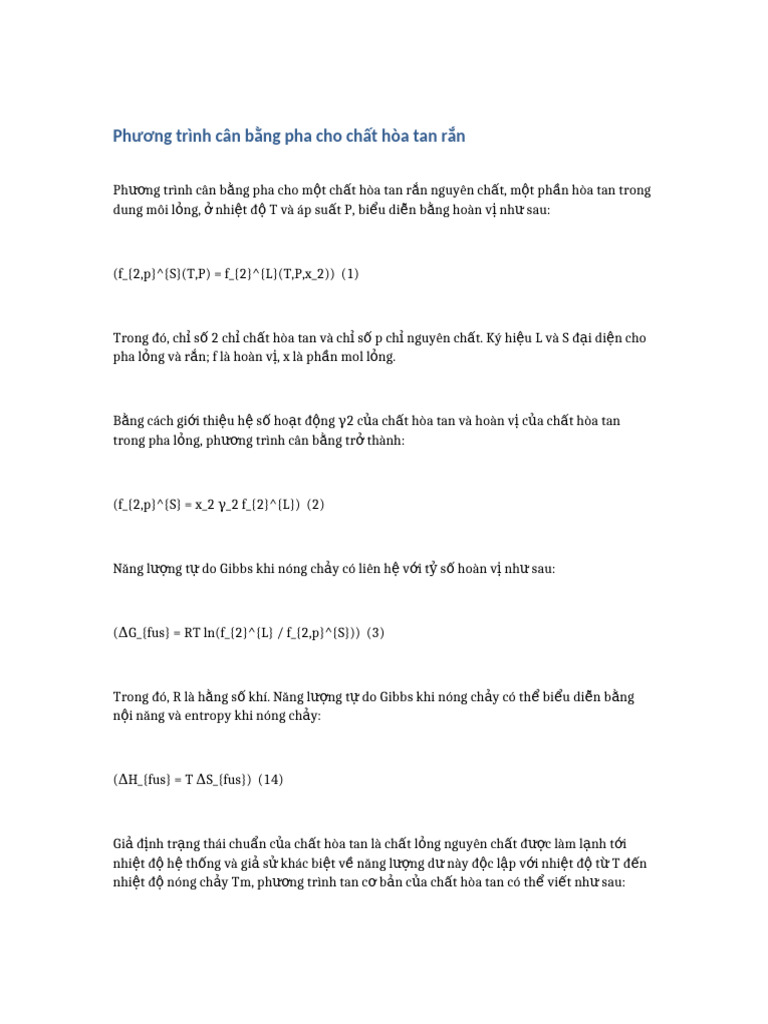Solubility Equations | PDF