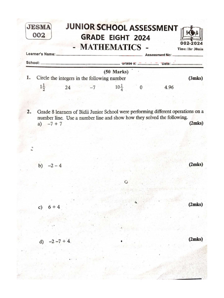 Jesma 002 g8 Maths | PDF