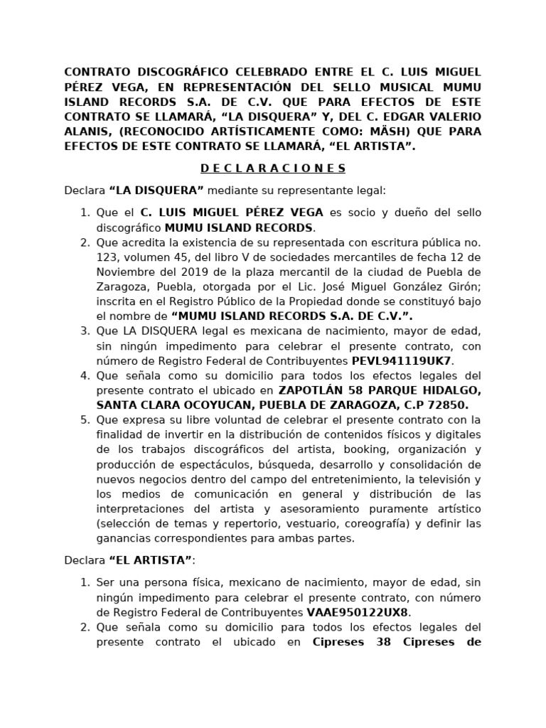 Contrato 360° Mumu Island | PDF | México