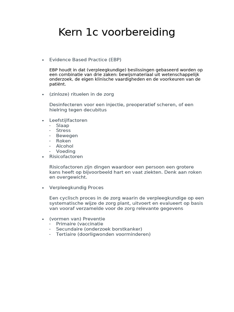 Kern 1c Voorbereiding | PDF