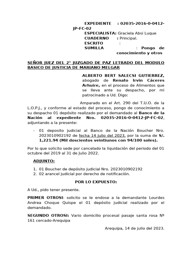 Adjunto Deposito Renato | PDF